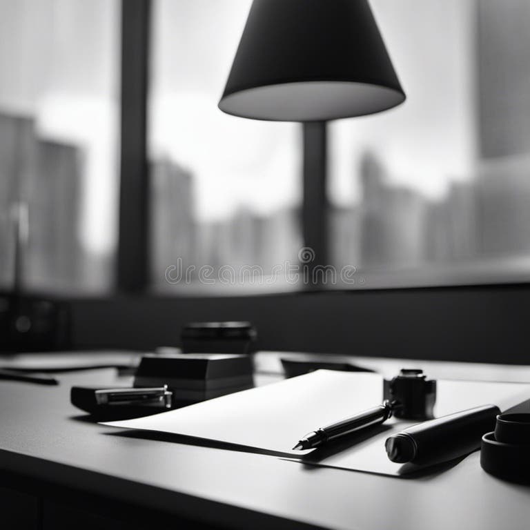 AI Generated Illustration of an Office Workspace with a Pen on the Desk ...