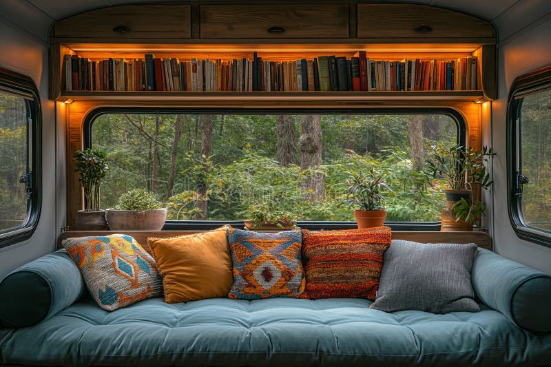 AI-generated Illustration of an Old Bus Transformed into a Library ...