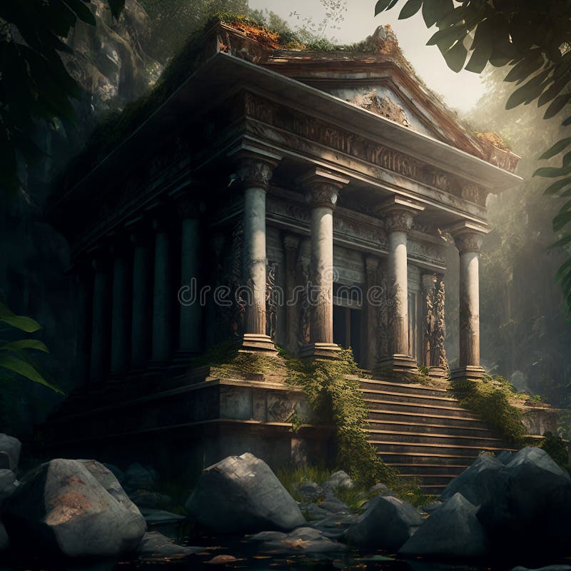 AI-generated Illustration of an Old Temple in the Jungle. Stock ...