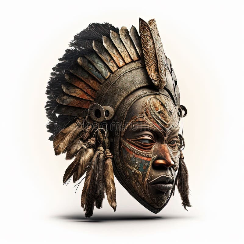 Traditional Mayan Mask with Intricate Designs Stock Illustration ...