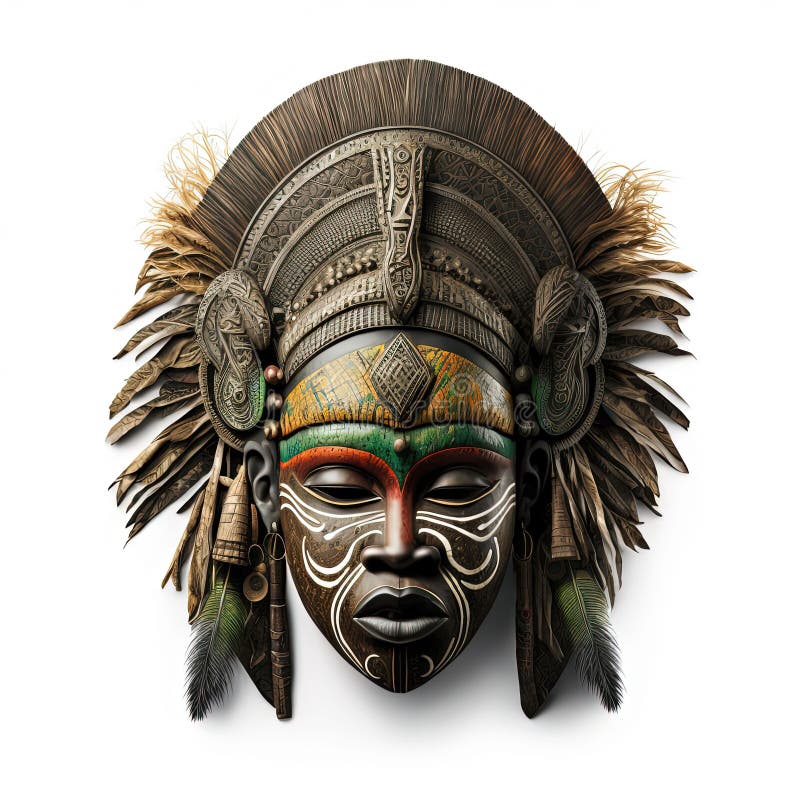 Traditional Mayan Mask with Intricate Designs Stock Illustration ...