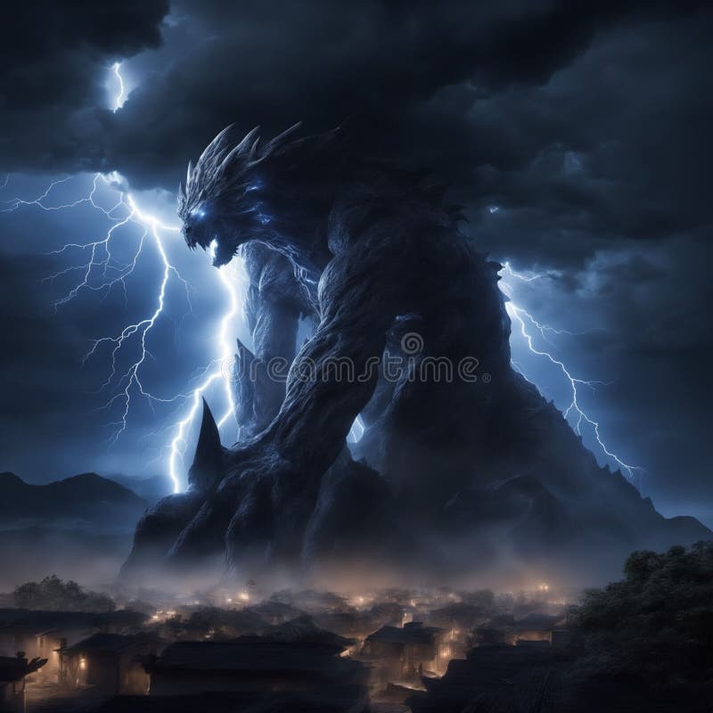 AI Generated Illustration of an Ominous Creature in the Sky with ...