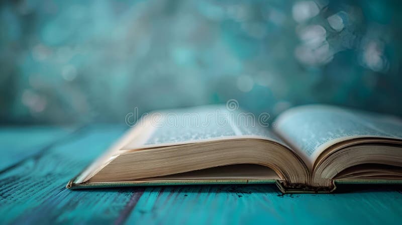 AI Generated Illustration of an Open Book on Light Blue Background ...