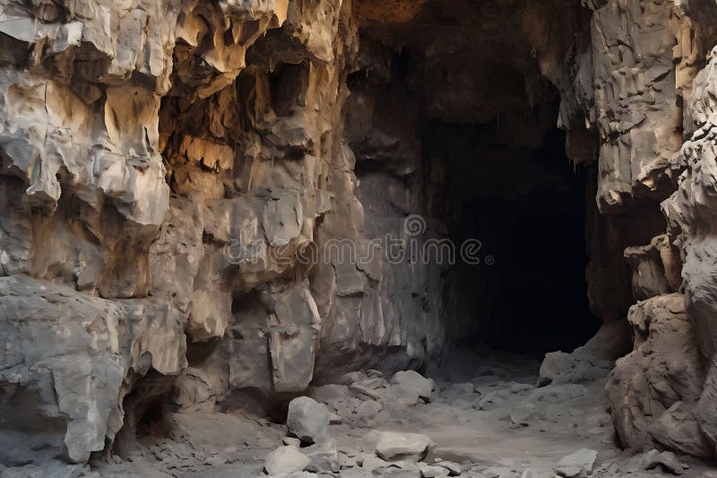 AI Generated Illustration of an Open Cave Entrance Illuminated by a ...
