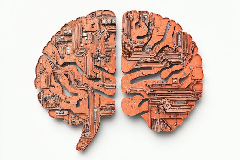 Orange Brain Illustration Intricate Circuit Patterns Symbolizing ...