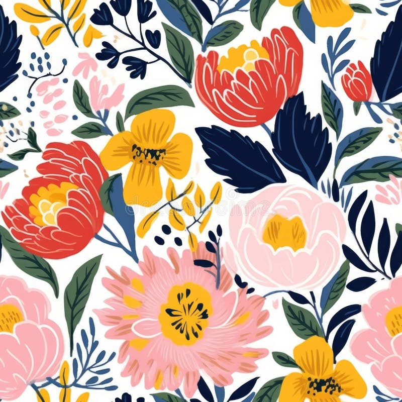 AI Generated Illustration of an Orange and White Floral Pattern ...