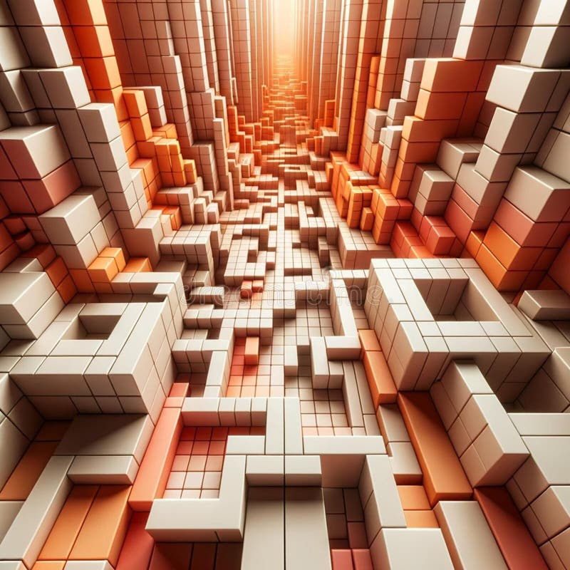 AI Generated Illustration of an Orange and White Maze with Multiple ...