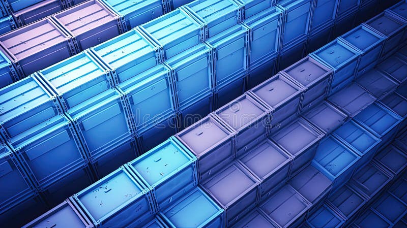 AI Generated Illustration of an Organized Wall of Boxes Stacked Stock ...