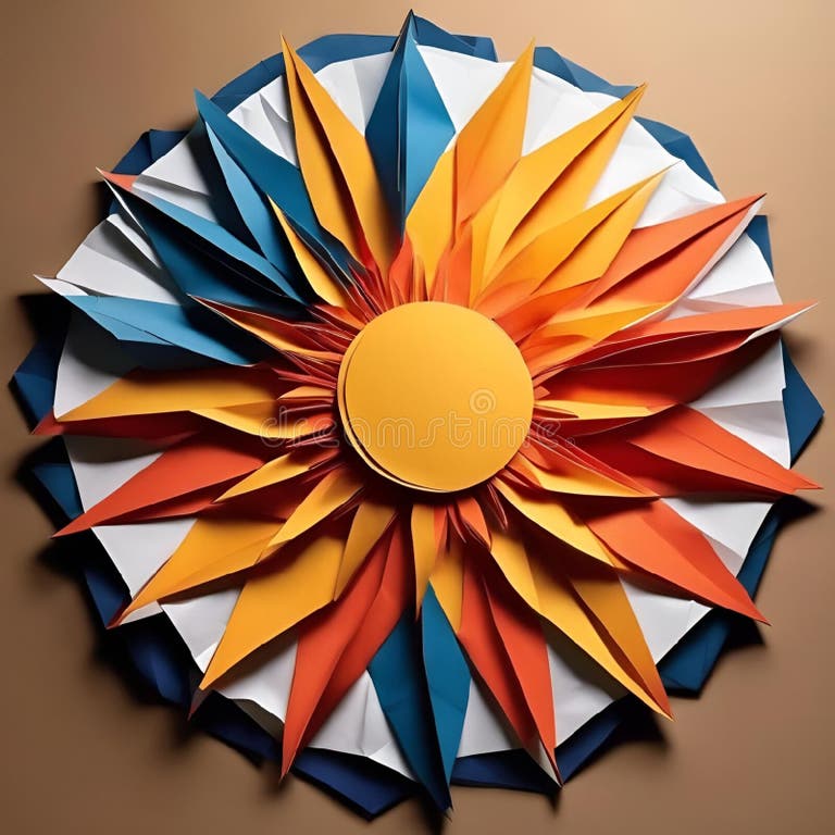 AI Generated Illustration of Origami Sun Patterned Paper Decorations ...