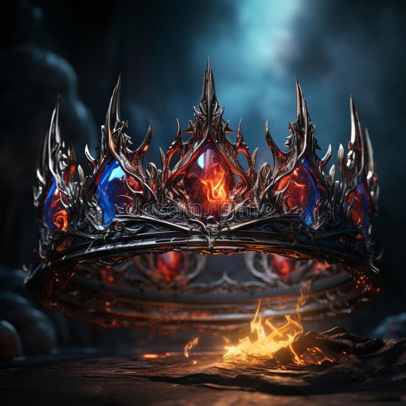 AI Generated Illustration of an Ornate Fiery Crown Stock Illustration ...