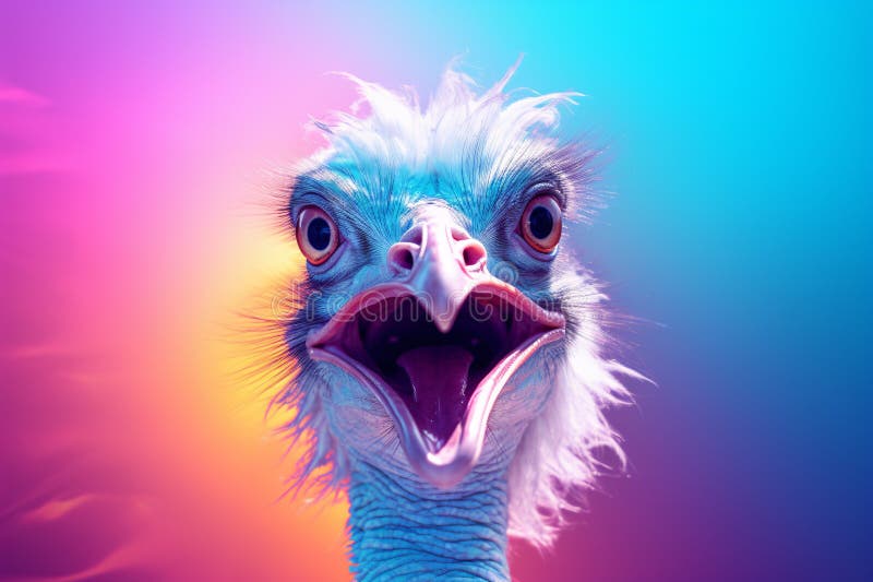 AI Generated Illustration of an Ostrich with Its Beak Wide Open ...