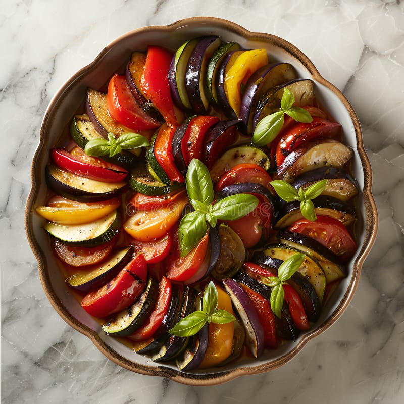 AI-generated Illustration of an Overhead View of Exquisite Ratatouille ...