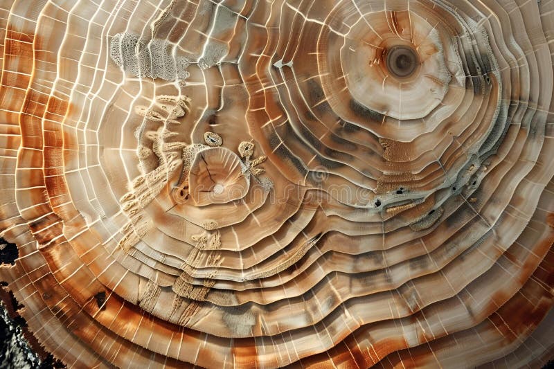 An Overhead View of a Wood Stump with a Tree Branch Slice Cut in Half ...