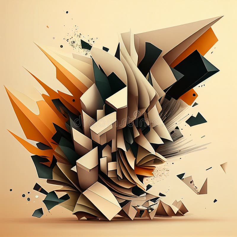 AI Generated Illustration with Overlapping Shapes and Lines To Create a ...