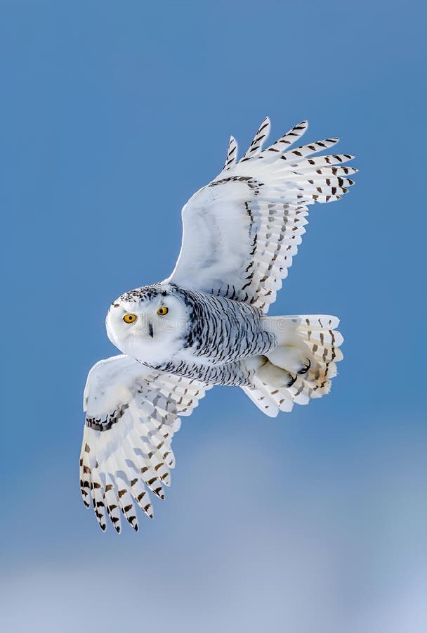 AI Generated Illustration of an Owl Soaring in the Sky, Wings Extended ...