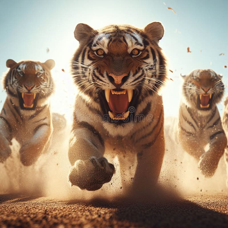 Tiger Attack, AI Generated Illustration Stock Illustration ...