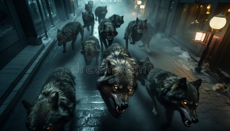 AI Generated Illustration of a Pack of Wild Wolves Walking through a ...