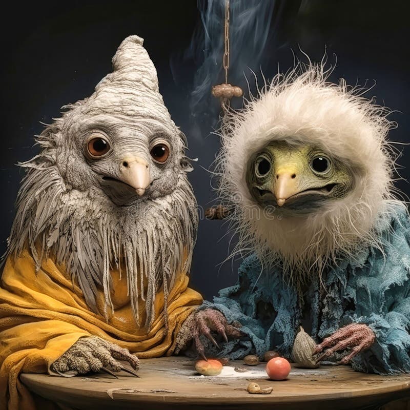 AI Generated Illustration of a Pair of Surreal Bird-like Creatures are ...
