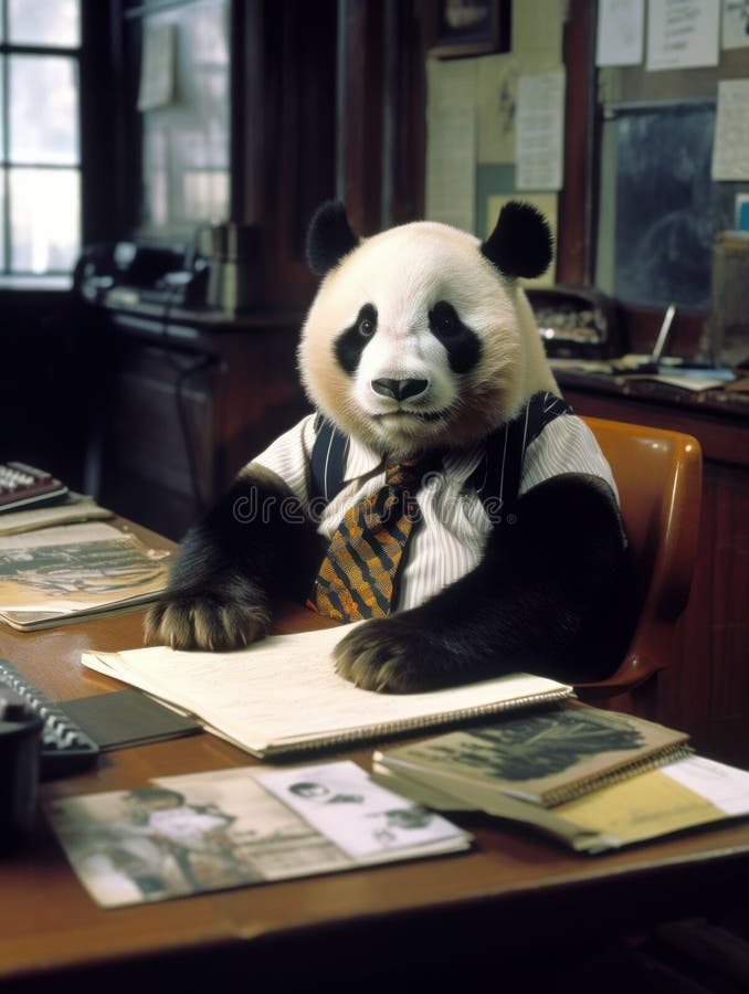 AI Generated Illustration of a Panda in a Professional Outfit Working ...