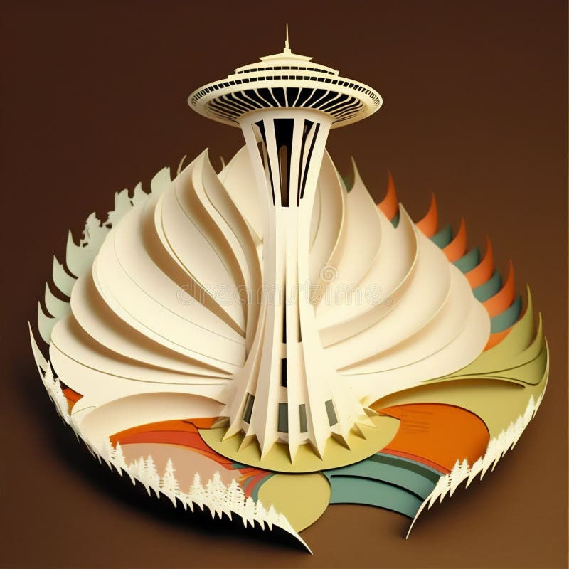 AI Generated Illustration of Papercut Observation Deck Tower on ...