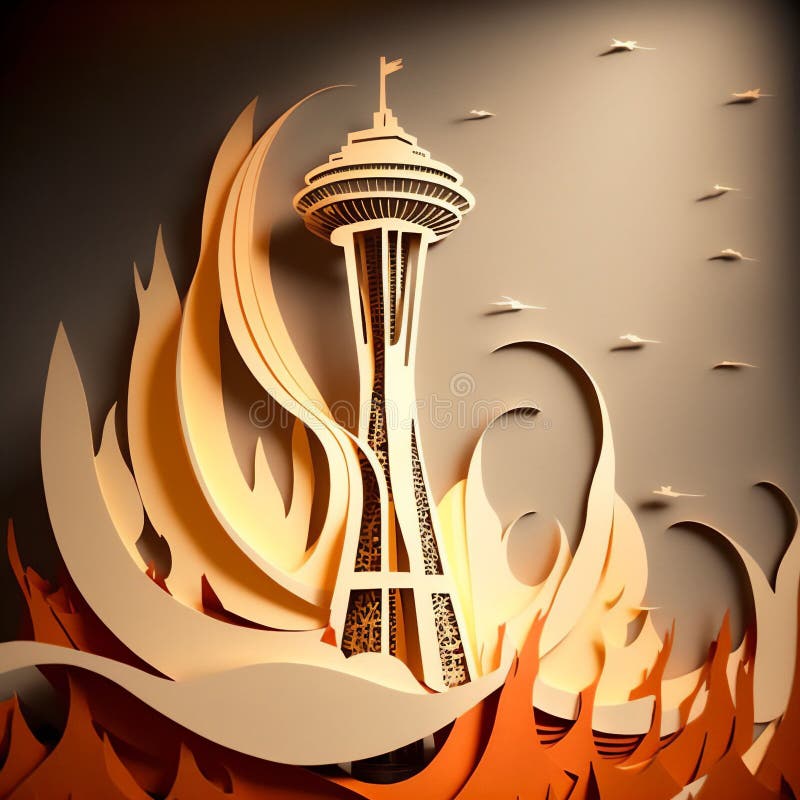 AI Generated Illustration of Papercut Observation Deck Tower on ...