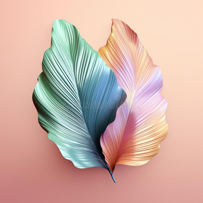 AI Generated Illustration of Pastel-colored Feathery Leaves Stock Illustration - Illustration of ...