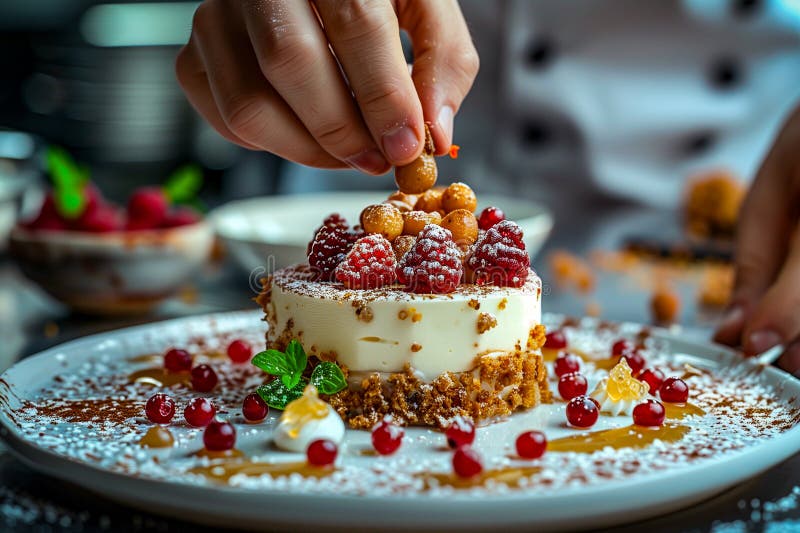 AI Generated Illustration of a Pastry Chef Gives the Final Touch To a ...