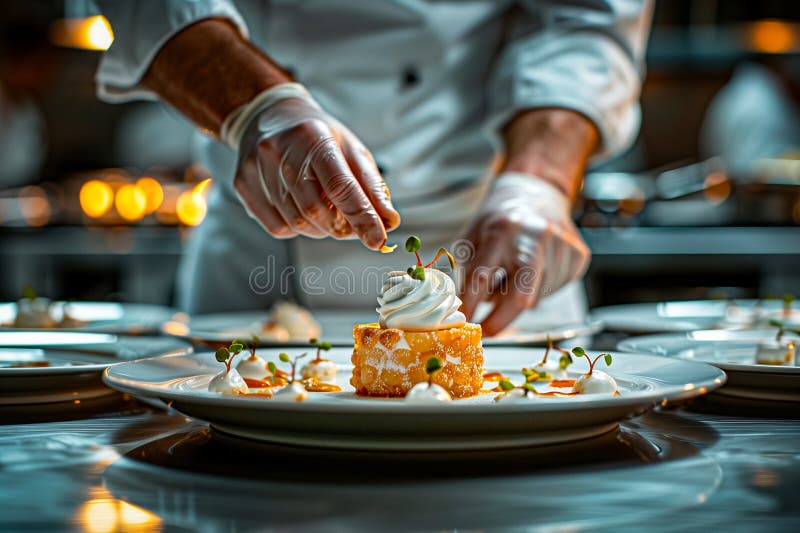 AI Generated Illustration of a Pastry Chef Gives the Final Touch To a ...