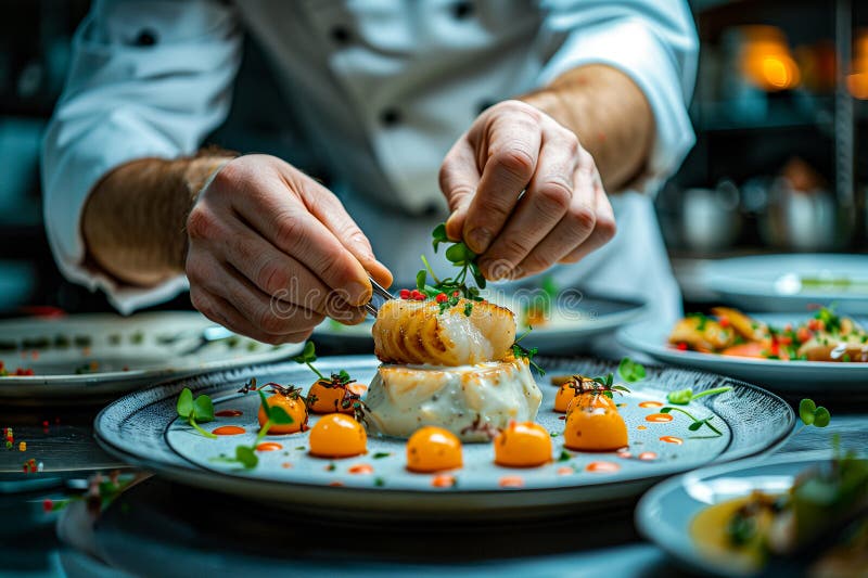 AI Generated Illustration of a Pastry Chef Gives the Final Touch To a ...