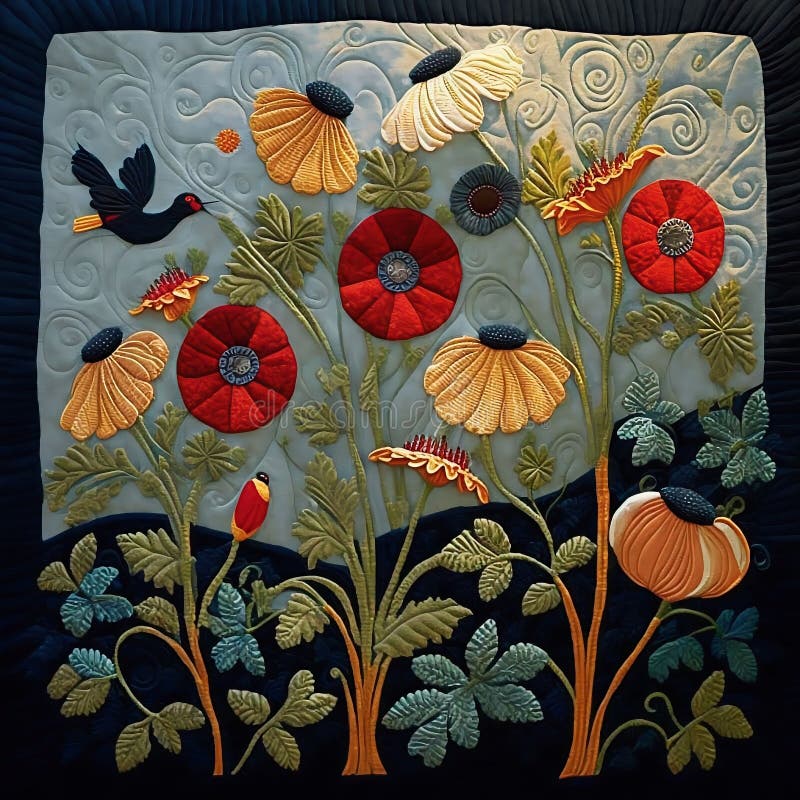 AI Generated Illustration of Patchwork Quilt Featuring a Bright and ...