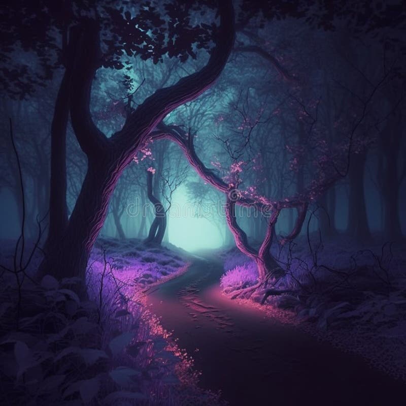 AI-generated Illustration of a Path in a Mystical Forest Stock ...