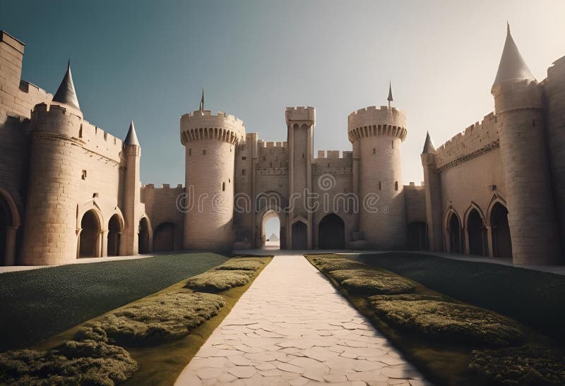 AI Generated Illustration of a Pathway Leading To the Medieval Castle ...
