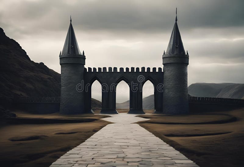 AI Generated Illustration of a Pathway Leading To the Medieval Castle ...