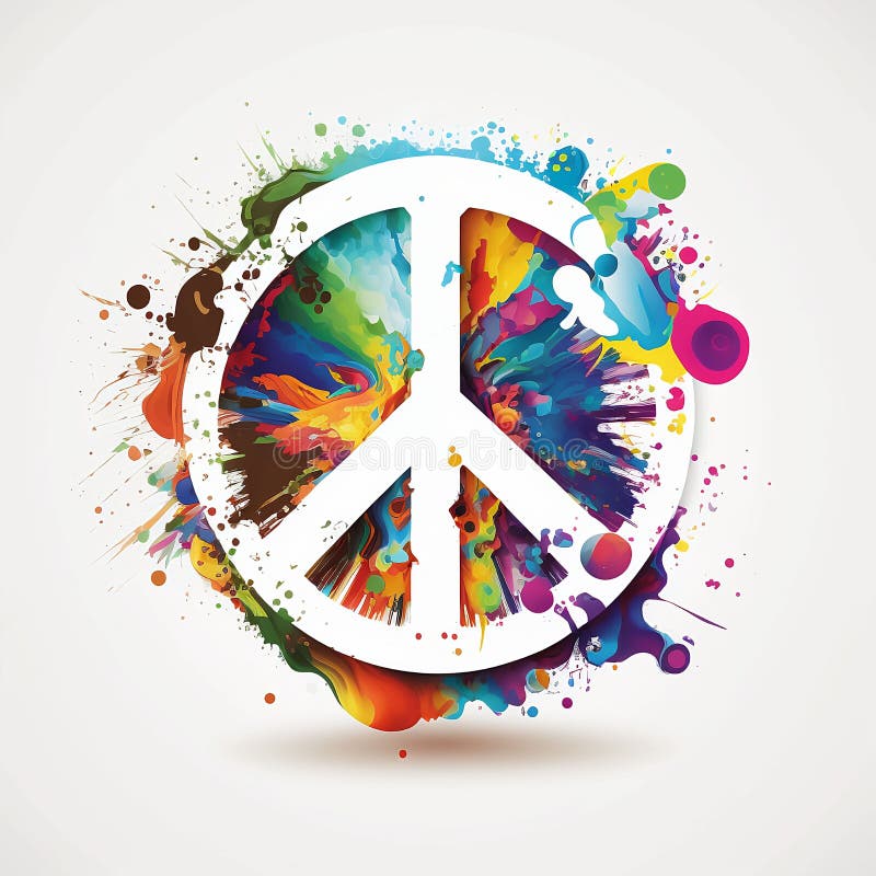 AI Generated Illustration of the Peace Sign with a Colorful Paint ...