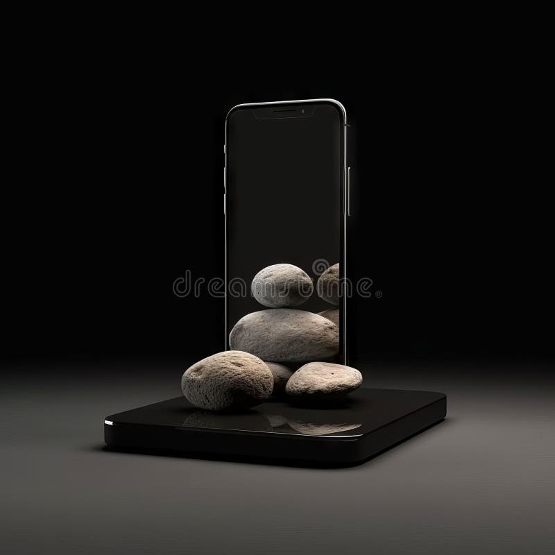 AI Generated Illustration of Pebble Rocks Reflecting on a Smartphone ...