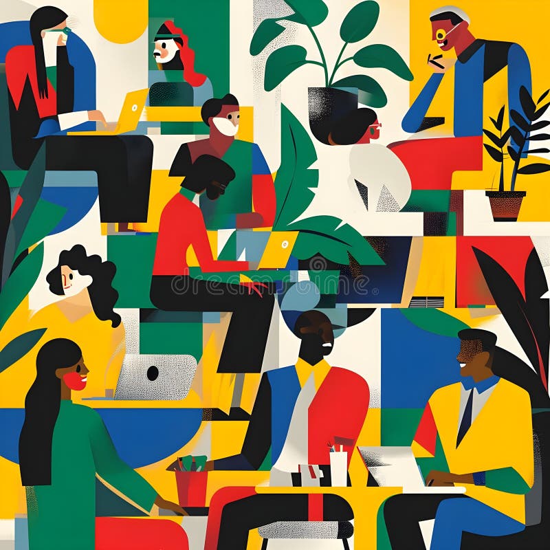 AI Generated Illustration of People Doing Multiple Tasks in the ...