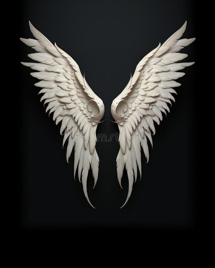 AI-generated Illustration of Perfectly Symmetrical Angel Wings Mural ...