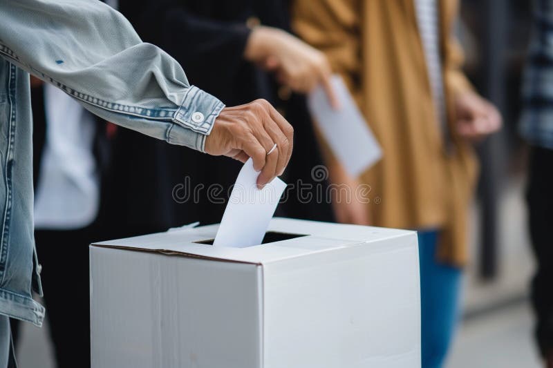 AI Generated Illustration of a Person Inserting a Ballot into a Voting ...