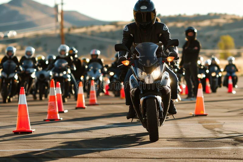 AI-generated Illustration of a Person on a Motorcycle Navigating Cones ...