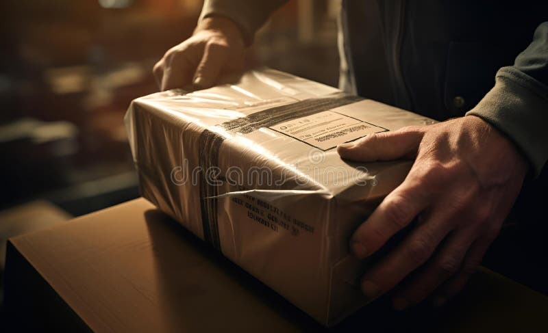 AI Generated Illustration of a Person Opening a Package on a Flat ...