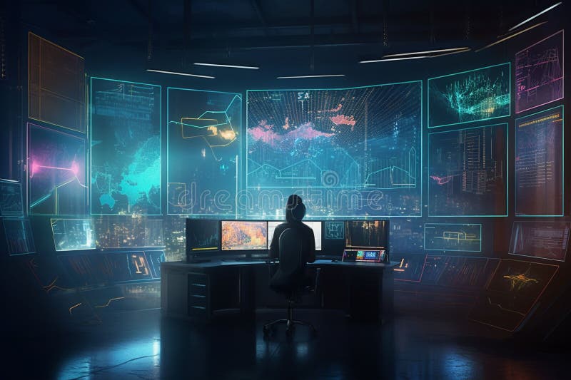 AI Generated Illustration a Person Seated at a Computer Desk in Front ...