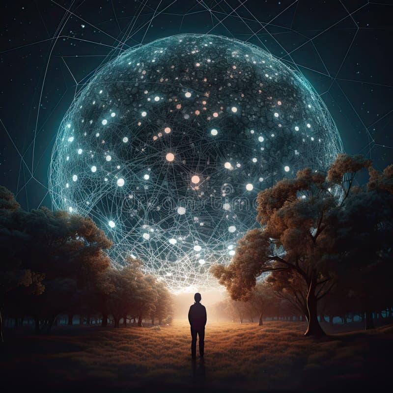 AI Generated Illustration of a Person Standing in Front of a Large ...