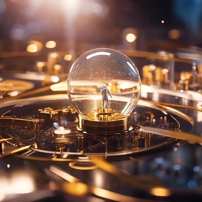 AI Generated Illustration of a Person Standing Inside a Golden Clock ...