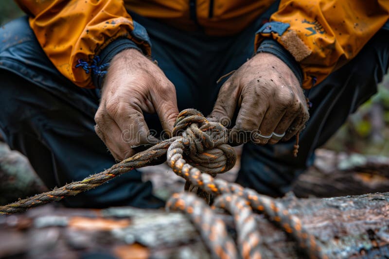 AI Generated Illustration of a Person Tying a Knot between Two Pieces ...