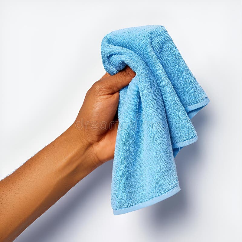 AI Generated Illustration of a Person Using a Blue Cloth To Clean Their ...