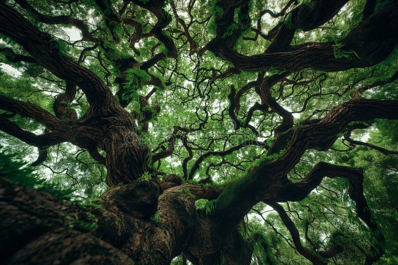 An Upward View of the Top of a Tree in the Forest Stock Image - Image ...