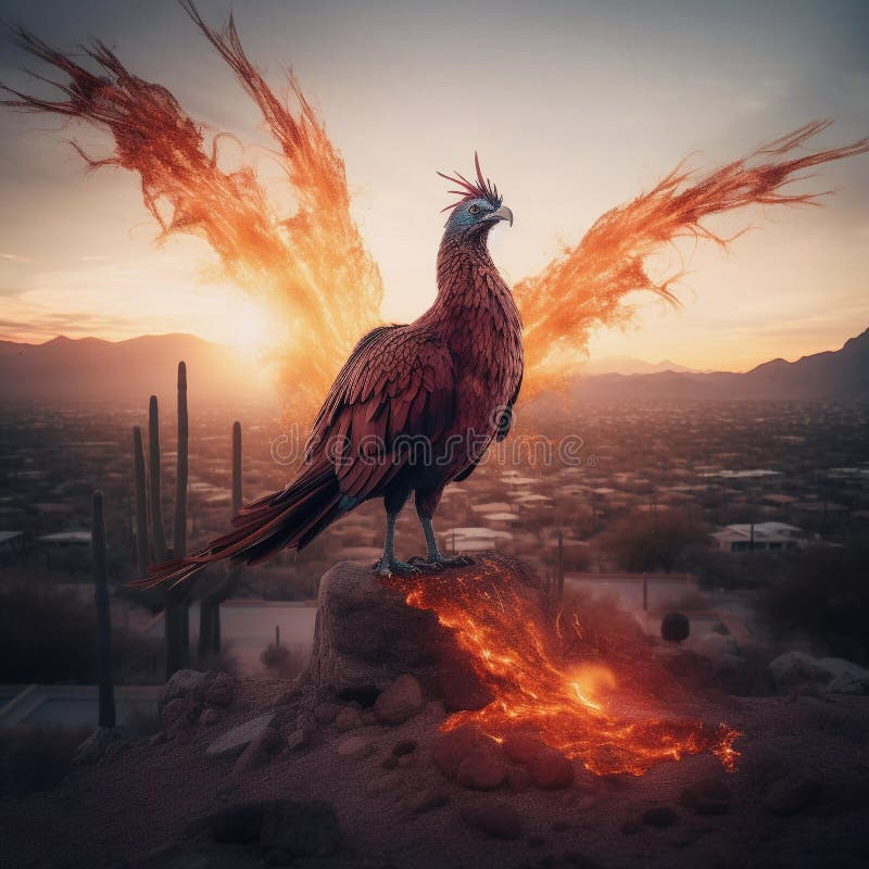 AI Generated Illustration of a Phoenix Rising from Flames in an ...