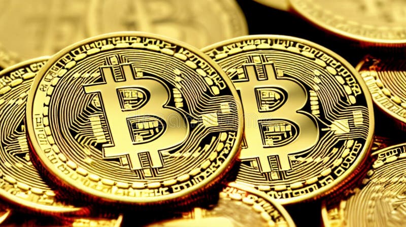 AI Generated Illustration of Physical Bitcoins Arranged Together Stock ...