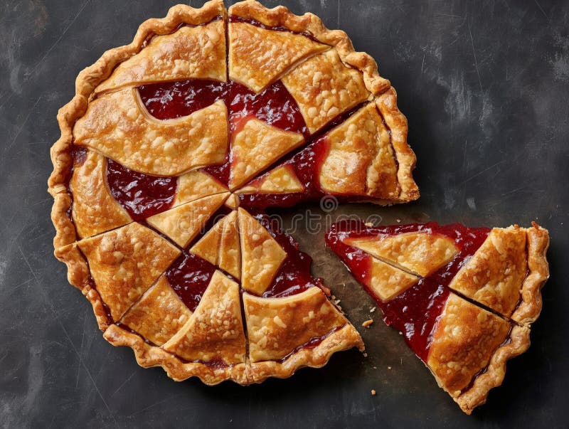 A Pie with a Slice Missing is on a Table Stock Photo - Image of ...