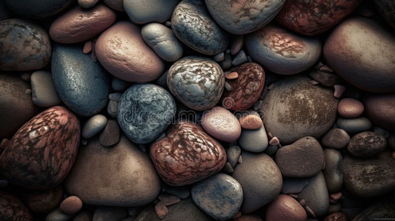 AI Generated Illustration of a Pile of Small, Smooth Pebbles in Various ...